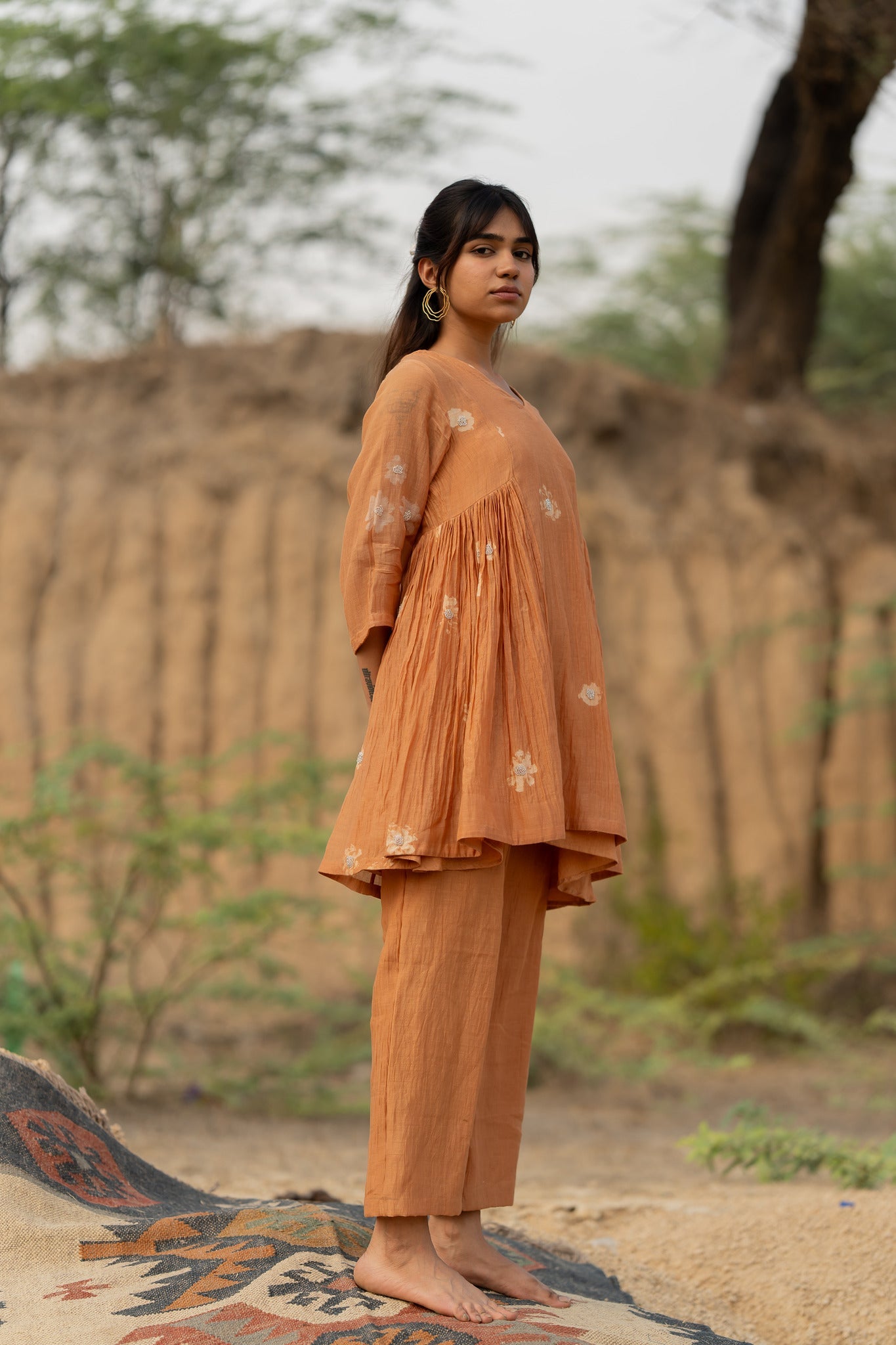 Buy Pastel Orange Floral Nara Set Online - Ciceroni