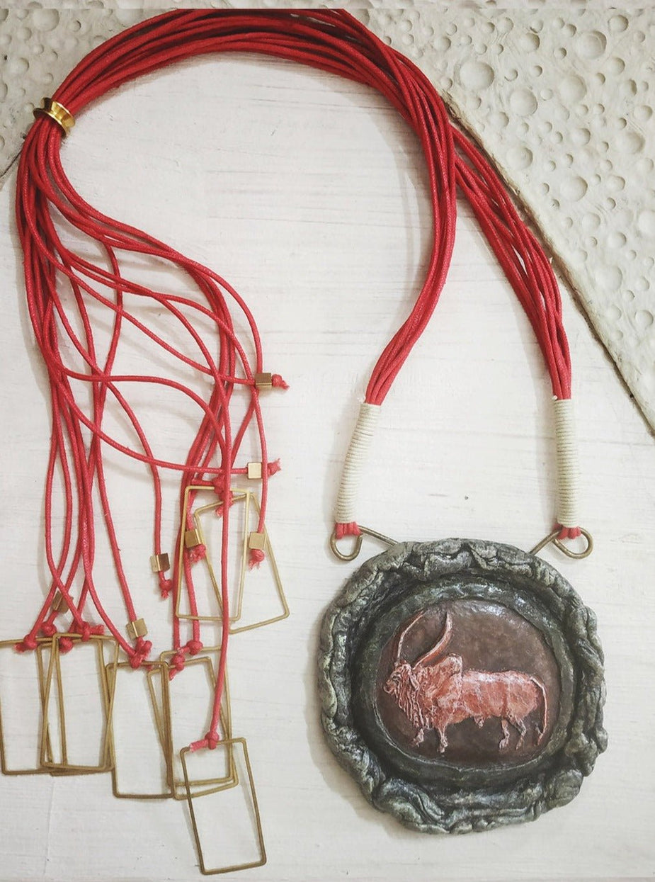 Buy Harappan Bull Seal Pendant - Red and Grey Online - Ciceroni